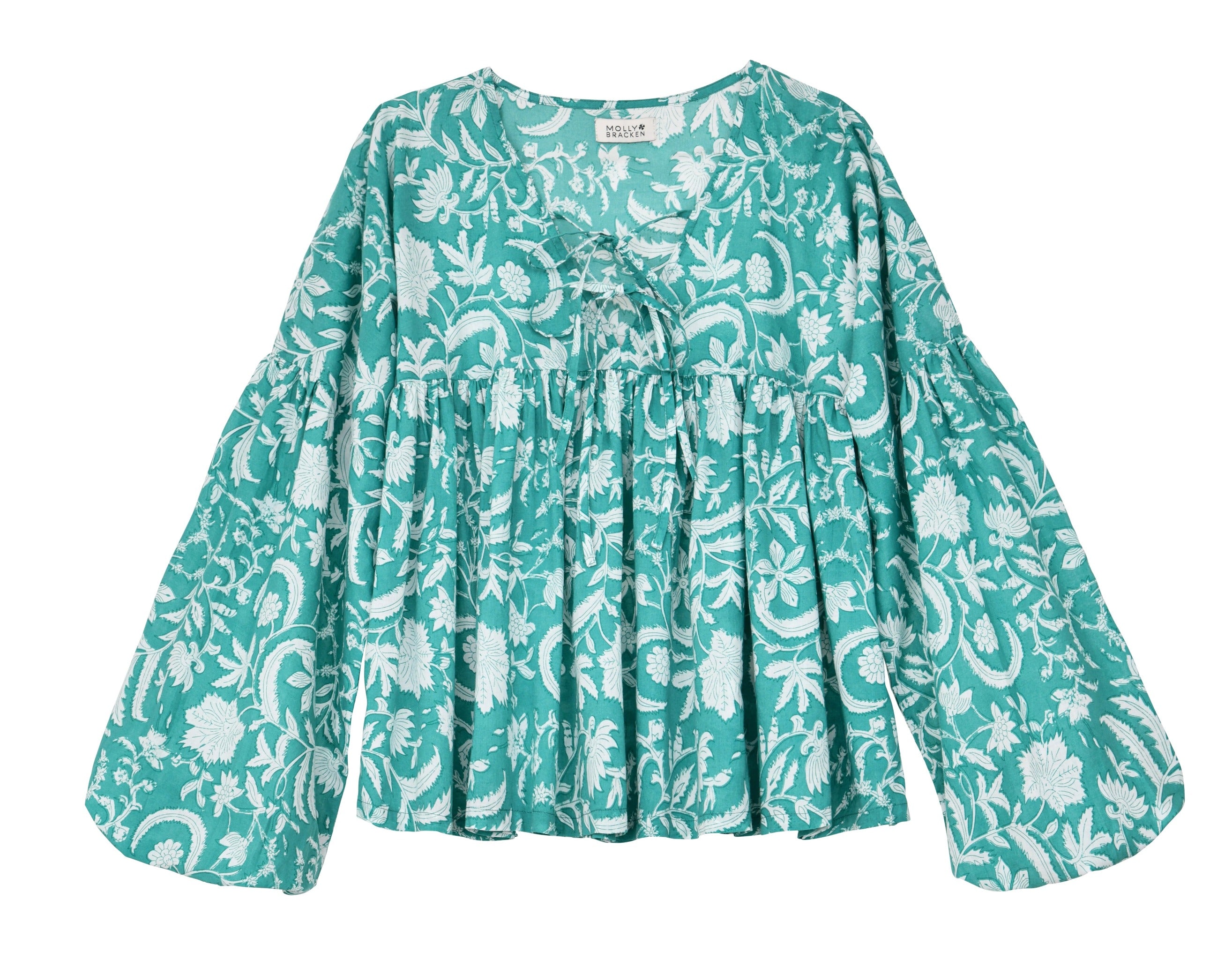Molly Bracken Turquoise Balloon Sleeved Blouse – Hills Boutique